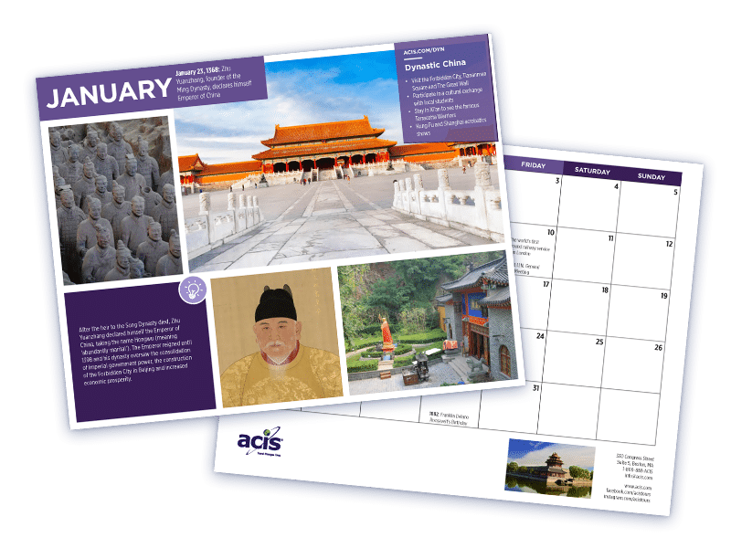 History Calendar | ACIS Educational Tours